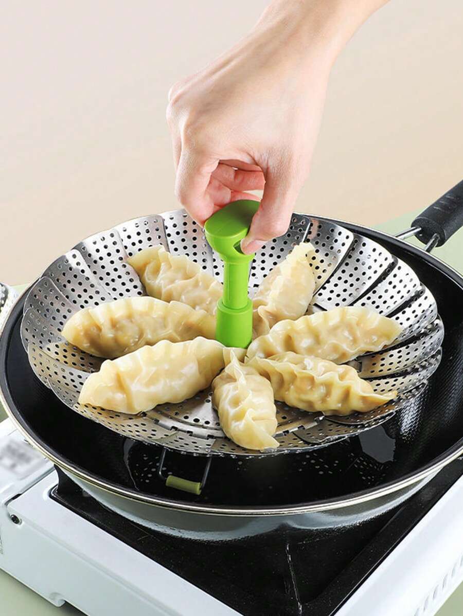 1PC Stainless Steel Vegetable Steamer Basket,Folding Steamer Insert For ...