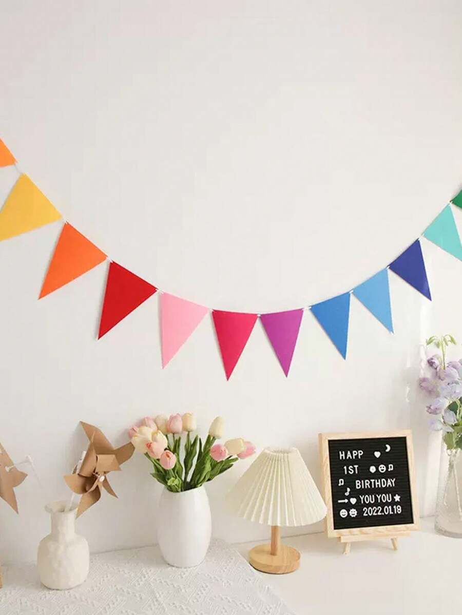 12Pcs Pennant Banner Flags Multicolor Felt Triangle Flags Bulk, Garland ...