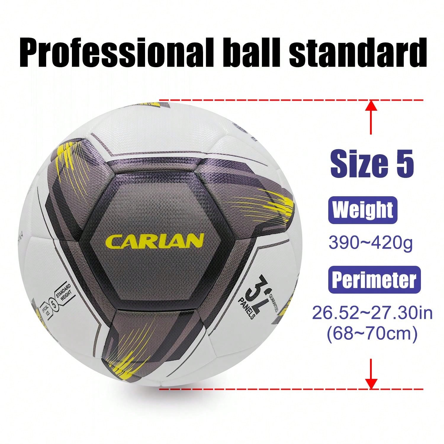 1PC No. 5 PU Soccer Balls Seamless Wear And Resistant Heat Bonded High ...