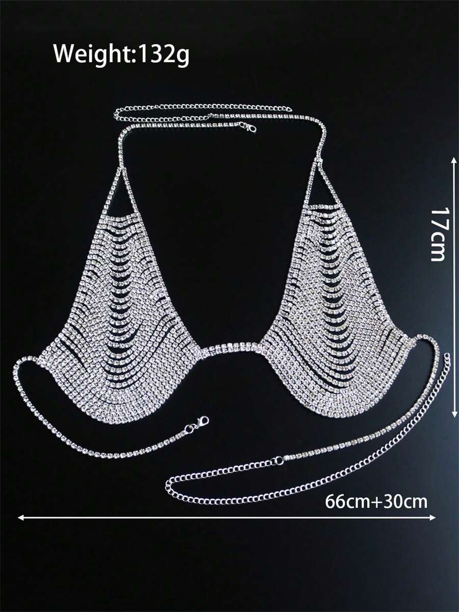 Simple Multi-Layer Rhinestone Body Chain Sexy Fringe Chest Necklace ...