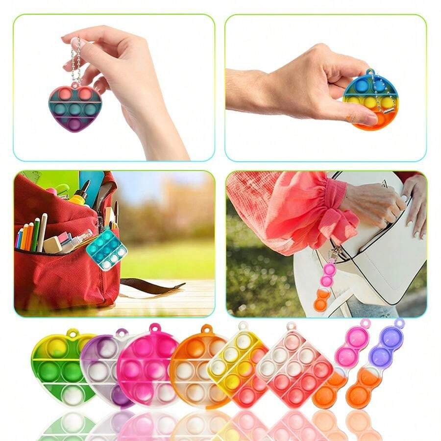 12PCS Pop Fidget Keychain Mini Fidget Toys Classroom Birthday Party ...