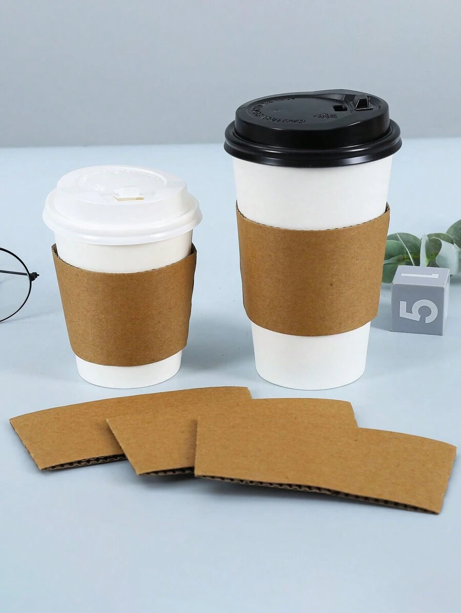 10pcs Disposable Corrugated Paper Cup Sleeve For Hot And Cold Drinks ...