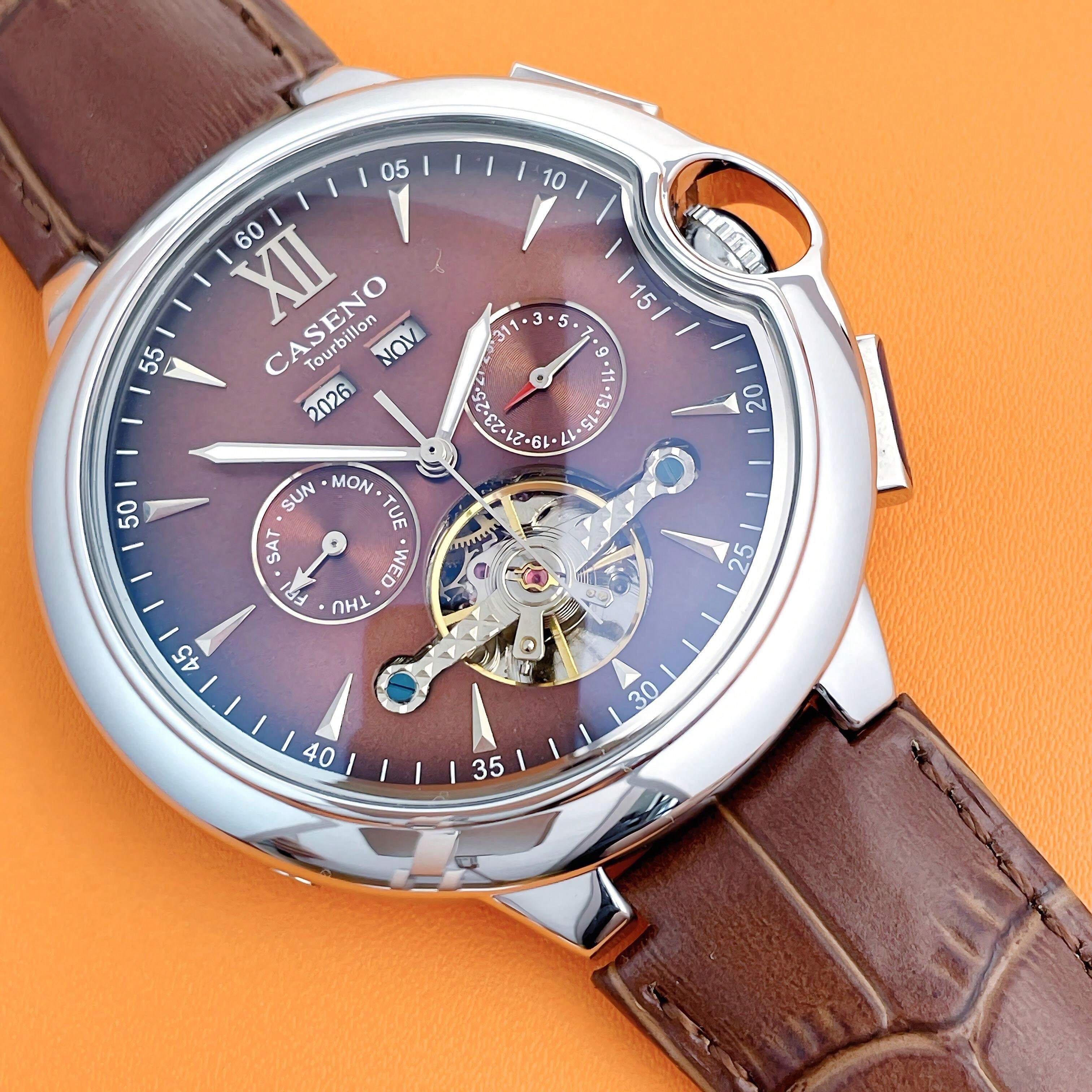 CASENO Men's Business Real Belt Multi Functional Week Calendar And ...