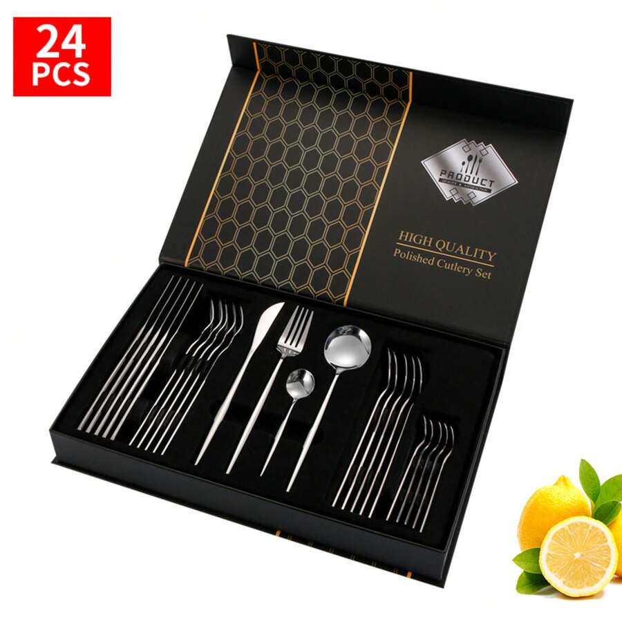 24pcs Stainless Steel Cutlery Set With Portugal Style, Including Dinner ...