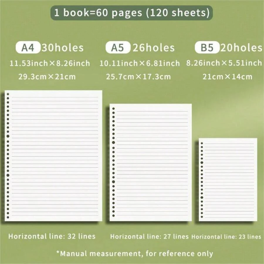 A5/B5/A4 Non-Slip Loose-Leaf Notebook. Detachable Papers, Exam Prep ...