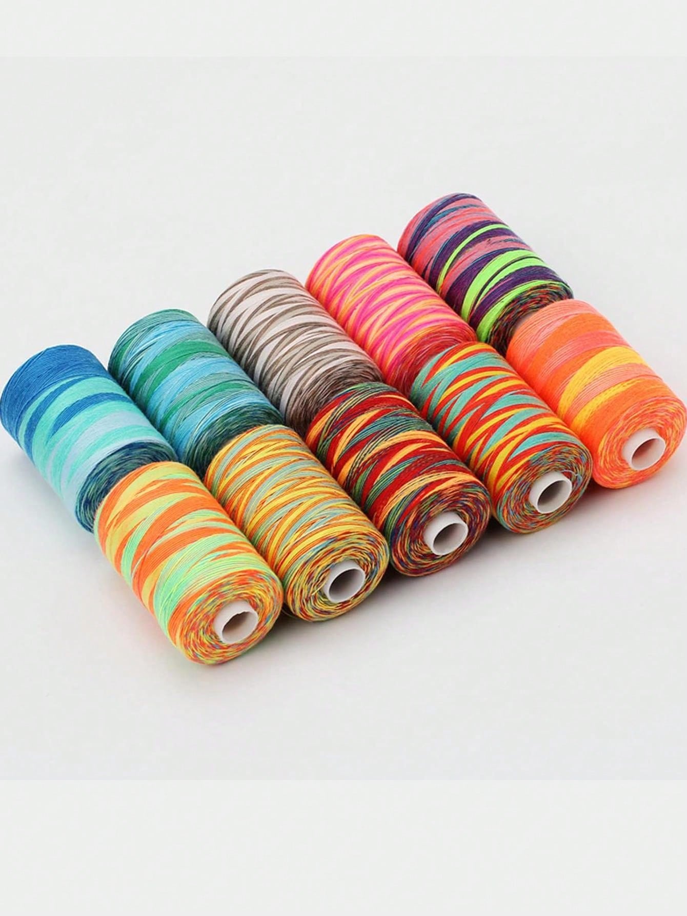 10 Pieces Rainbow Variegated Polyester Sewing Machine Thread All ...