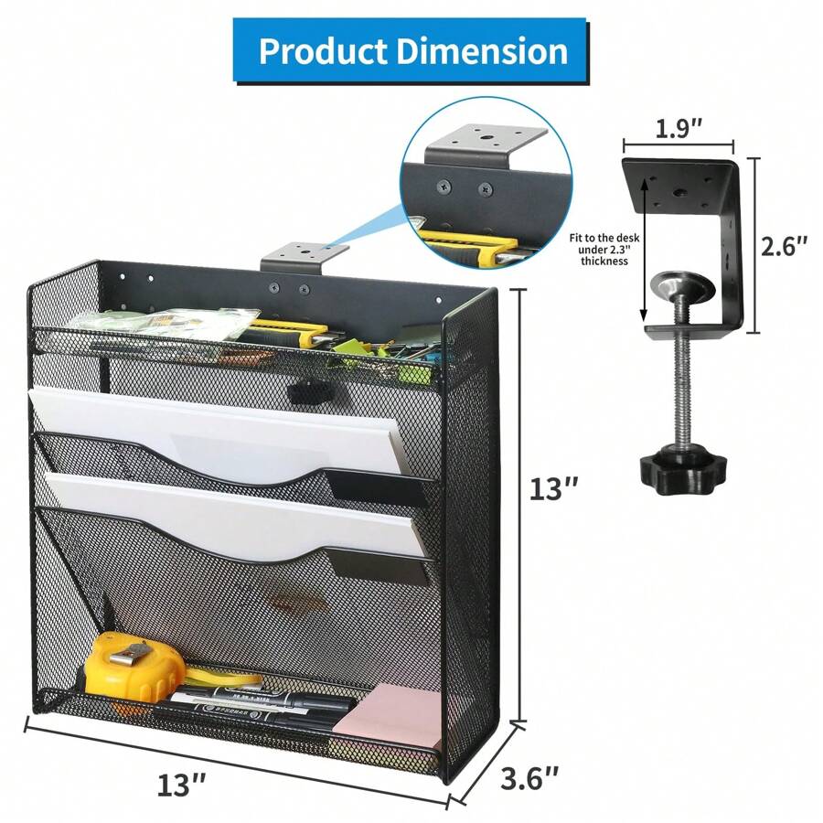 4 Tier Desk Side Storage, Under-Desk Organizer, Desk Organizer Storage ...