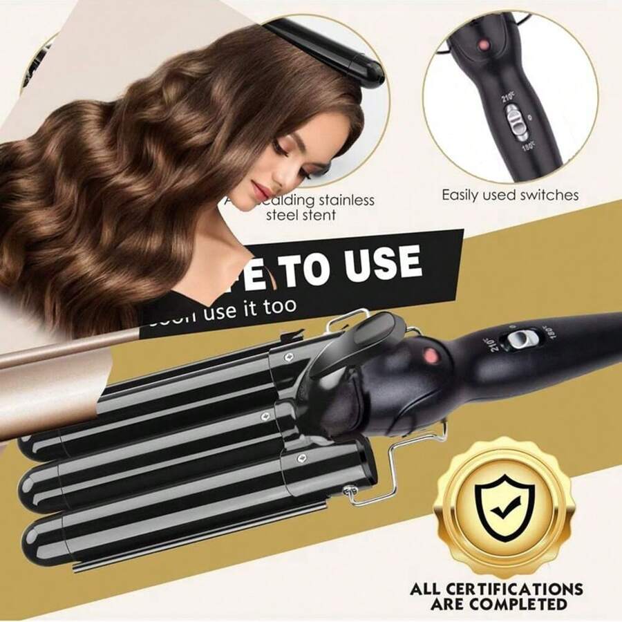 Portable Curling Iron Hair Curler With Threee Barrels For Flawless ...