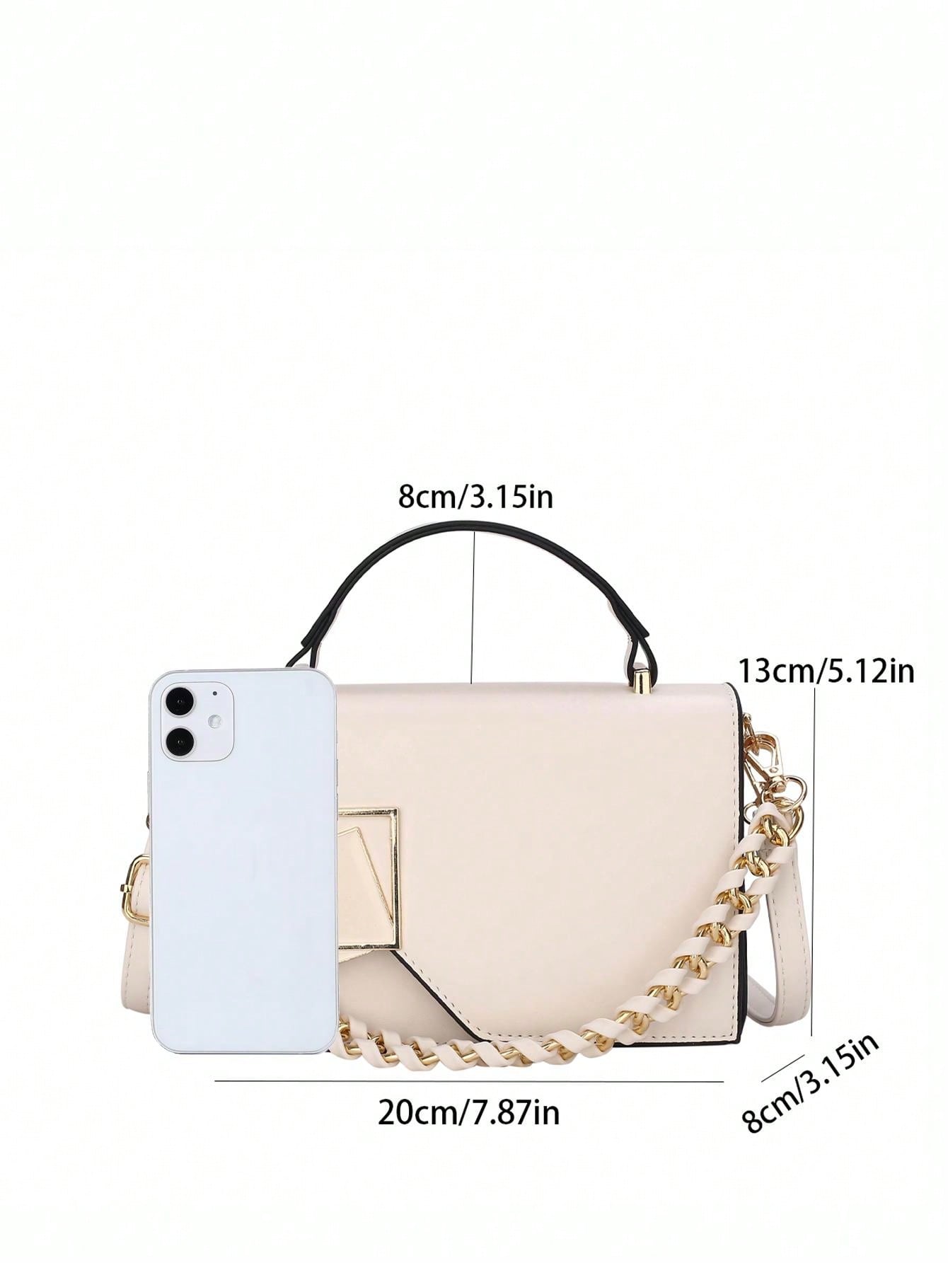 Mini Weaved Chain Decorated Shoulder Bag With Flap, Lock Closure ...