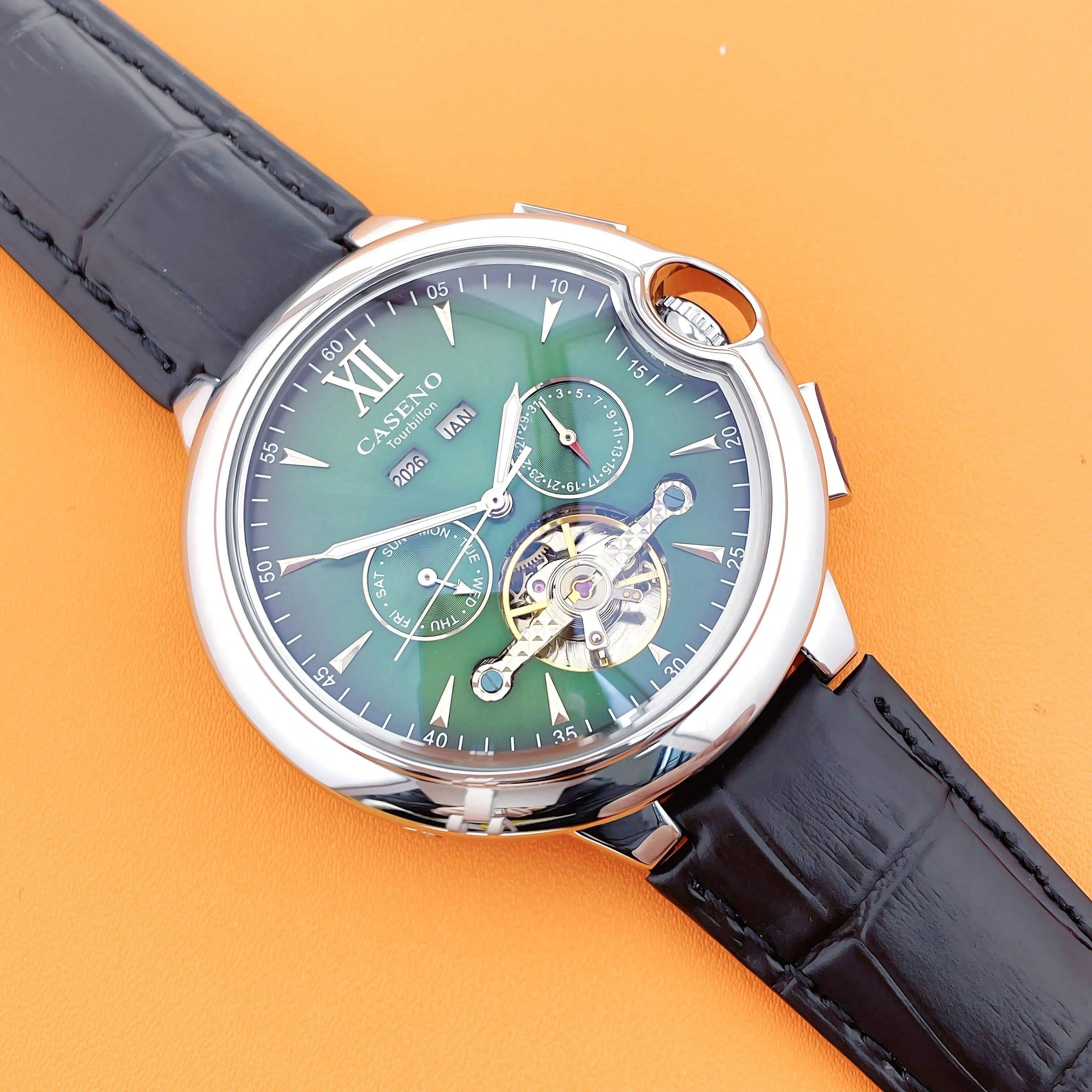 CASENO Men's Business Real Belt Multi Functional Week Calendar And ...