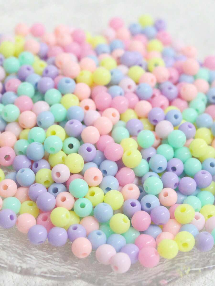 100pcs/Pack 6mm Spring Colored Acrylic Solid Beads With Straight Hole ...