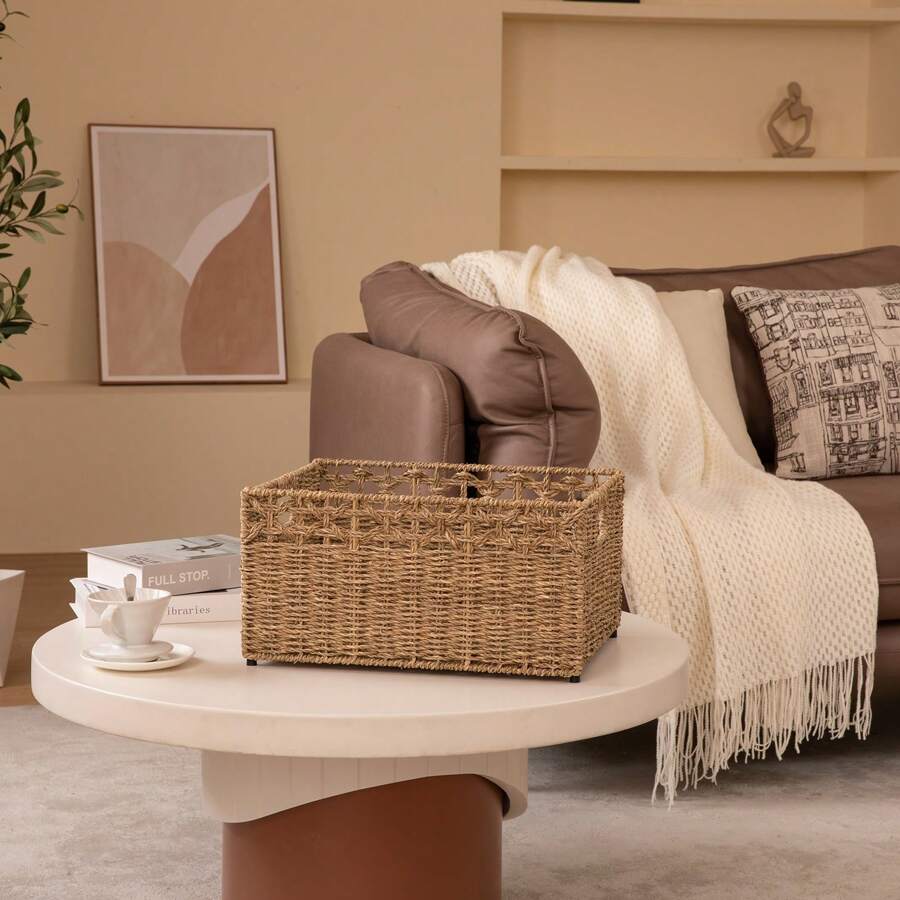 OIAHOMY Storage Basket, Seagrass Baskets For Organizing, Rectangle ...