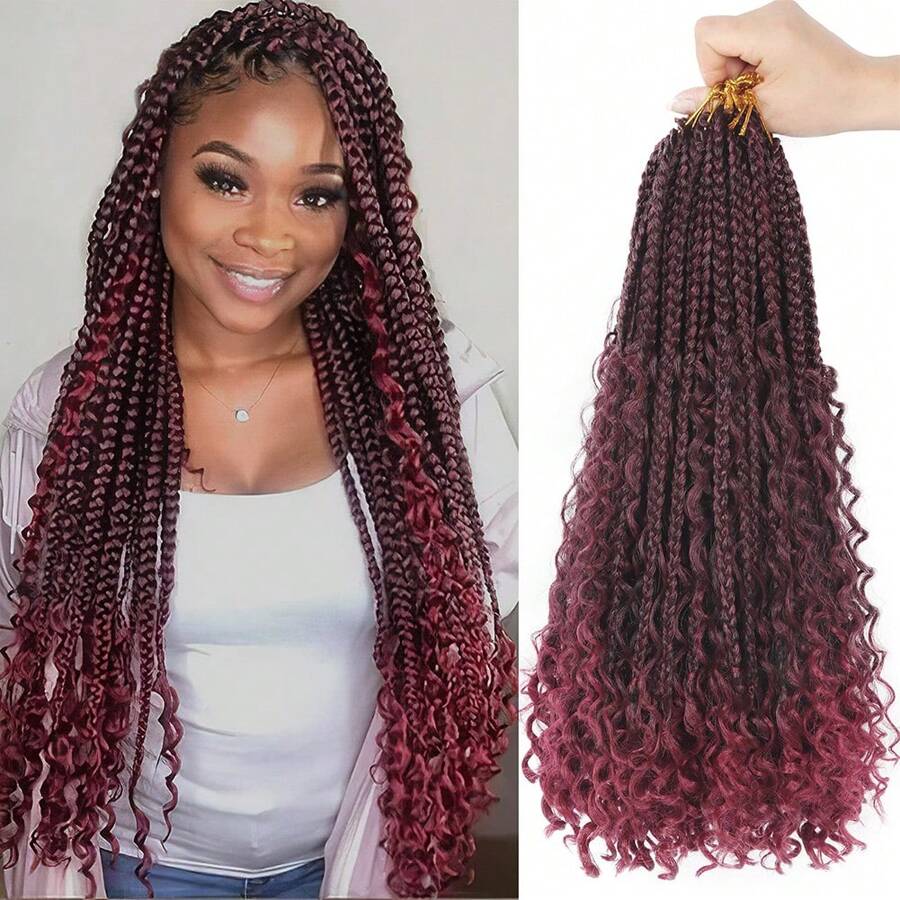 1pc Goddess Box Braids Crochet Hair With Curly Ends 14 Inch Bohomian ...