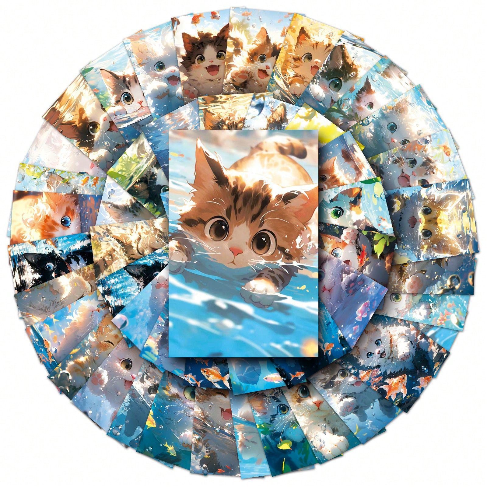 50pcs Cute Kitten Stickers, Waterproof Sticker For Kids, Small Stickers ...