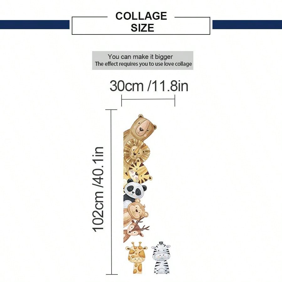1pc Cartoon Adorable Animals Stack Up Wall Sticker For Kids Room ...