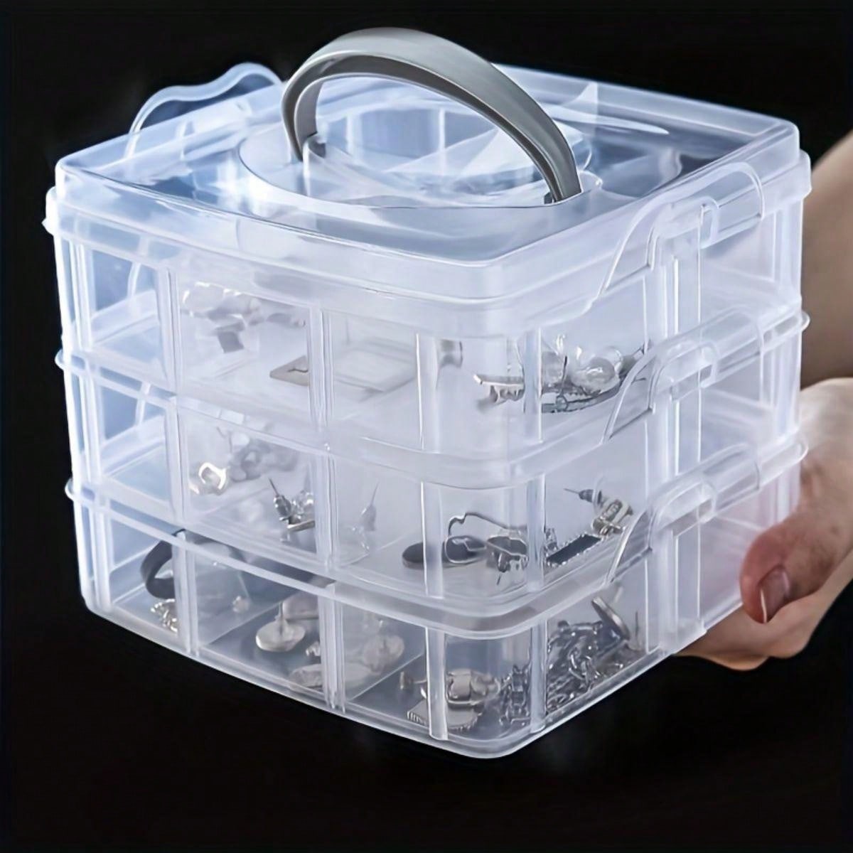 One 3-Layer 18 Grid Transparent Adjustable Stacked Compartment Slot ...