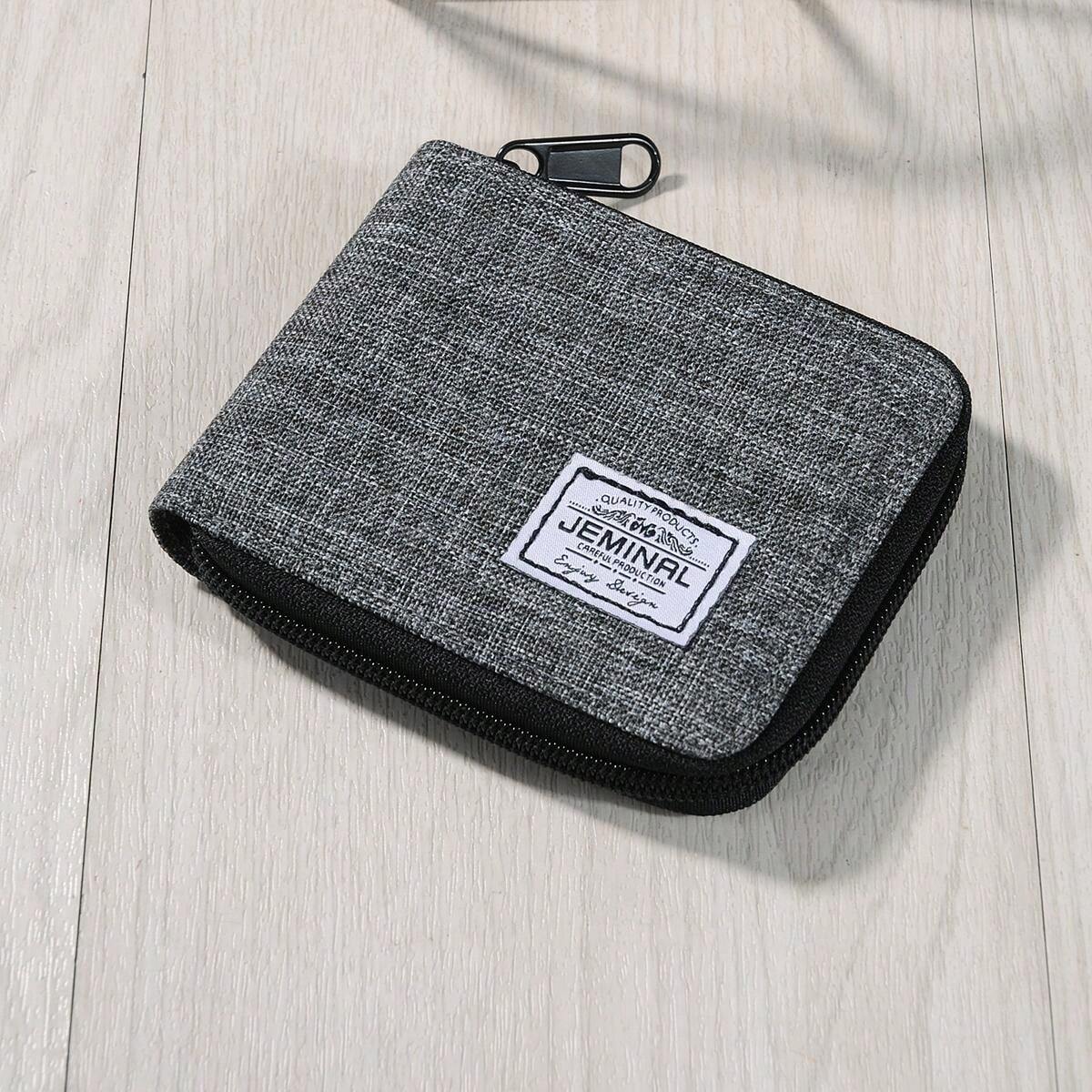 Jeminal Short Zipper High Capacity Canvas Wallet For Young Men And ...