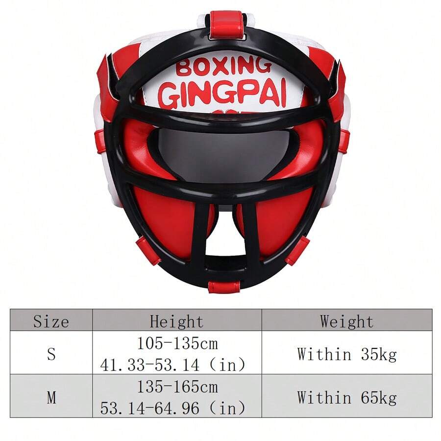 1pc Red & White Closed Full Face Boxing Headgear For Teenagers, Thickened Full Protection ...