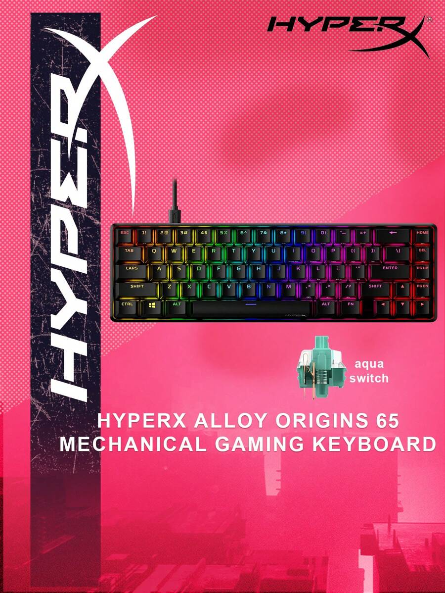 HyperX Alloy Origins 65 RGB Mechanical Gaming Keyboard Aqua Tactile ...