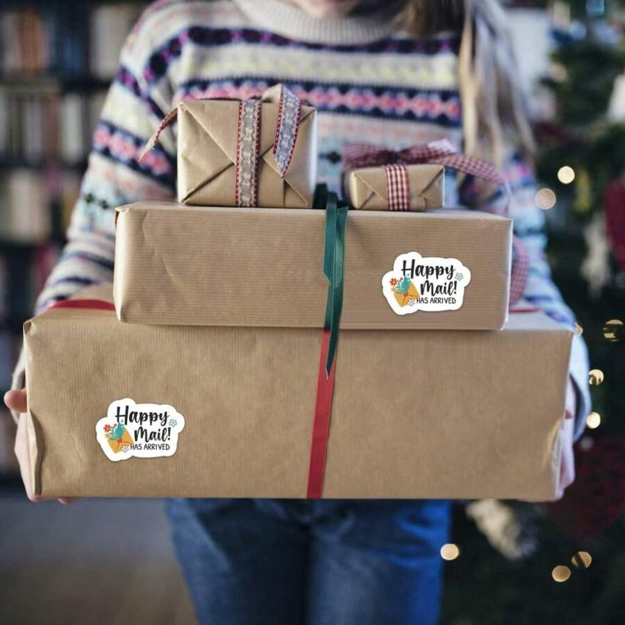 Happy Mail Has Arrived Cute Small Business Happy Mail Stickers, Thank ...