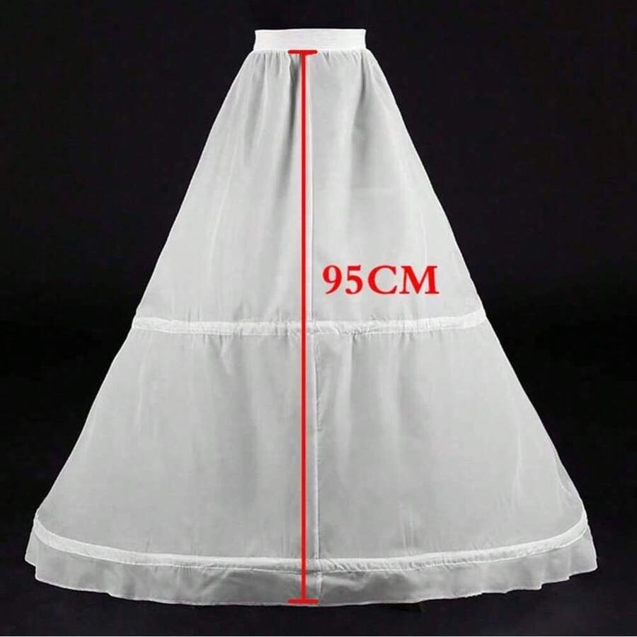 Women's 2 Hoops Bridal Crinoline White Petticoat Half Slip Underskirt ...