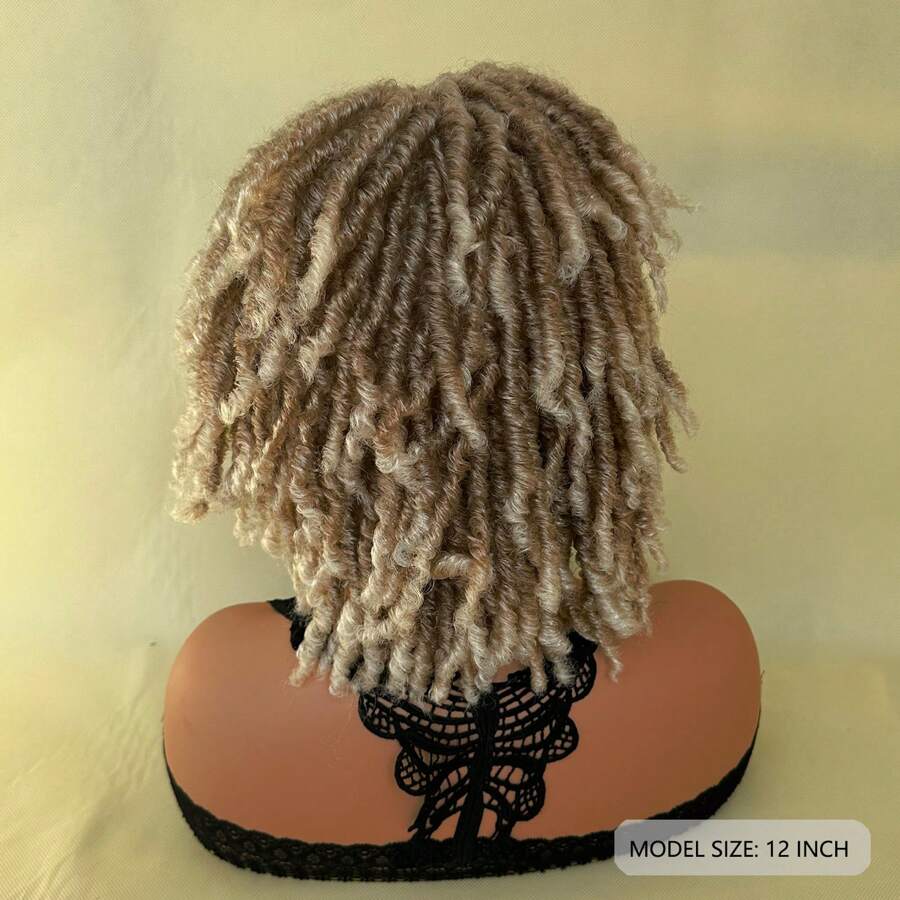 Short Dreadlock Wig Crochet Twist Curly Dreadlocks Hair Ombre Brown ...