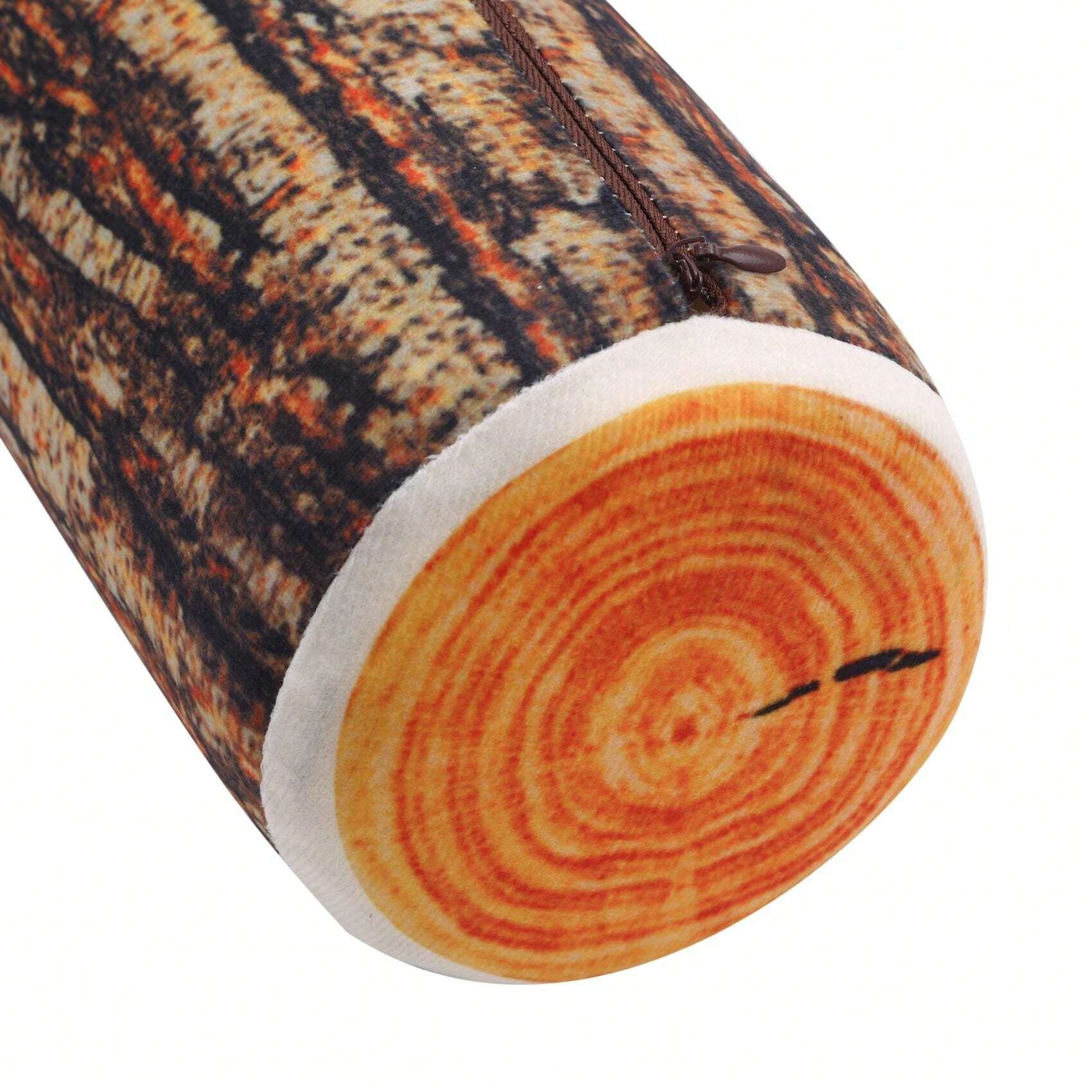 1 Brown Creative High Simulation Cylindrical Wooden Pile Cushion With A ...