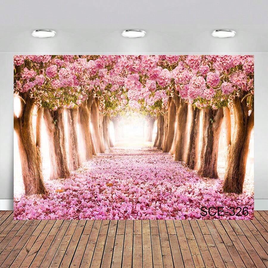 Blossom Cherry Backdrop Pink Cherry Tunnel Background Mother's Day ...