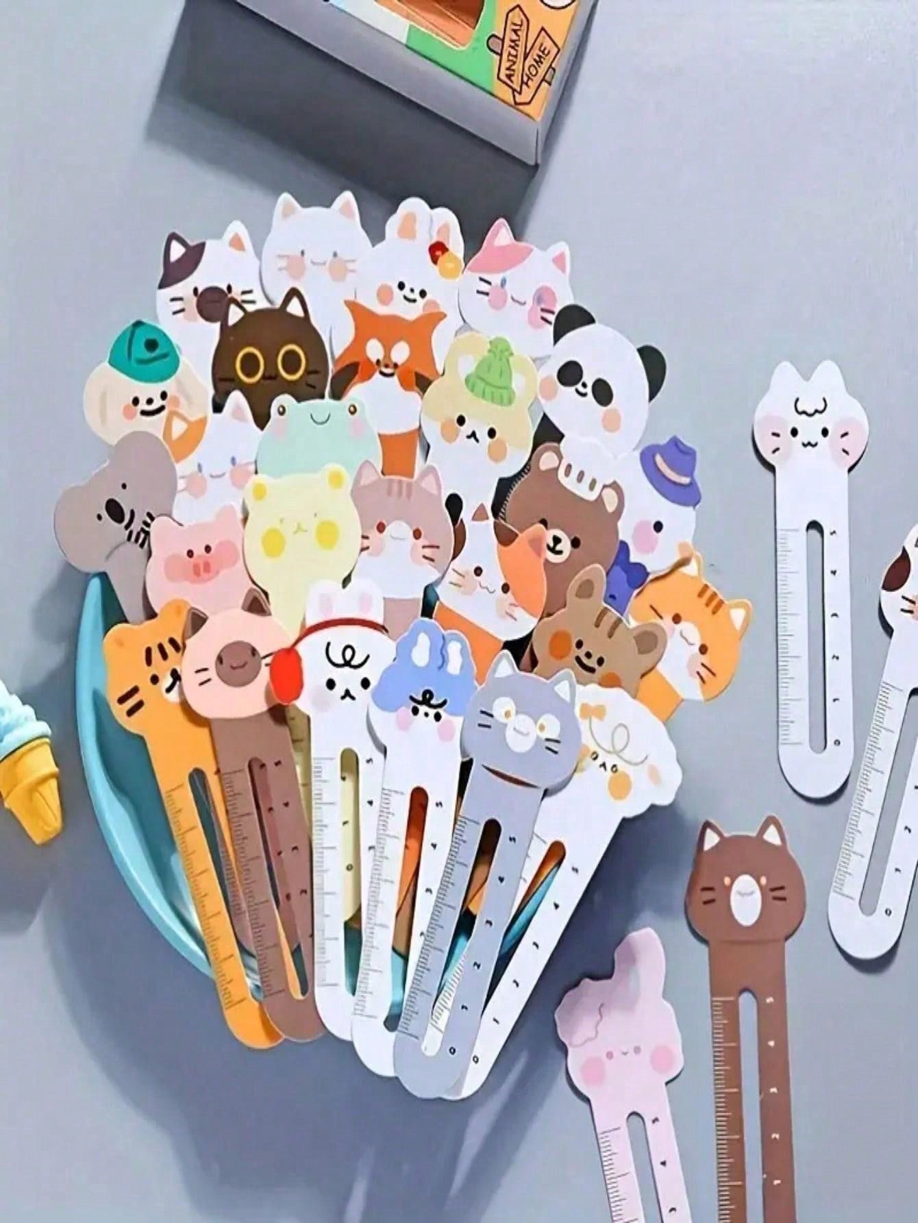 30pcs Animal-Shaped Bookmark Rulers, Cute And Creative Stationery With ...