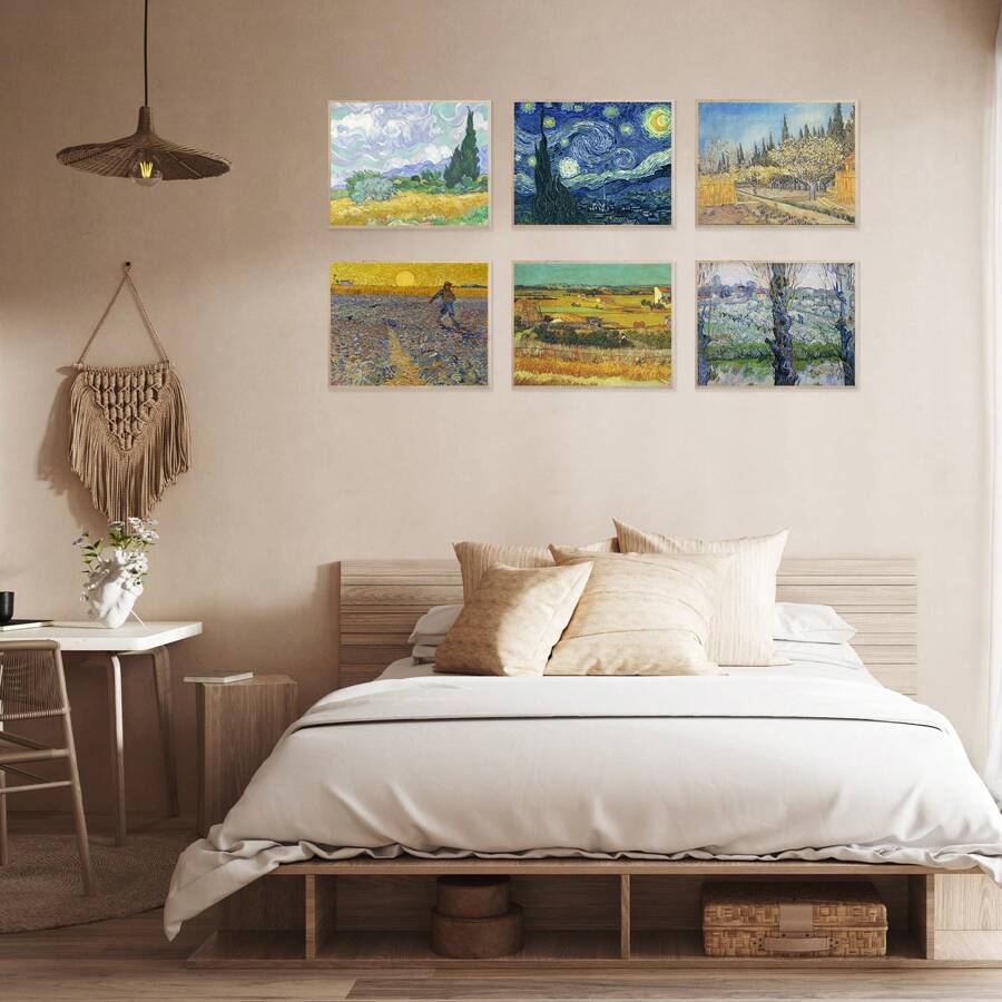 6pcs Unframed Vincent Van Gogh Master Painter Wall Art Decor Classical ...