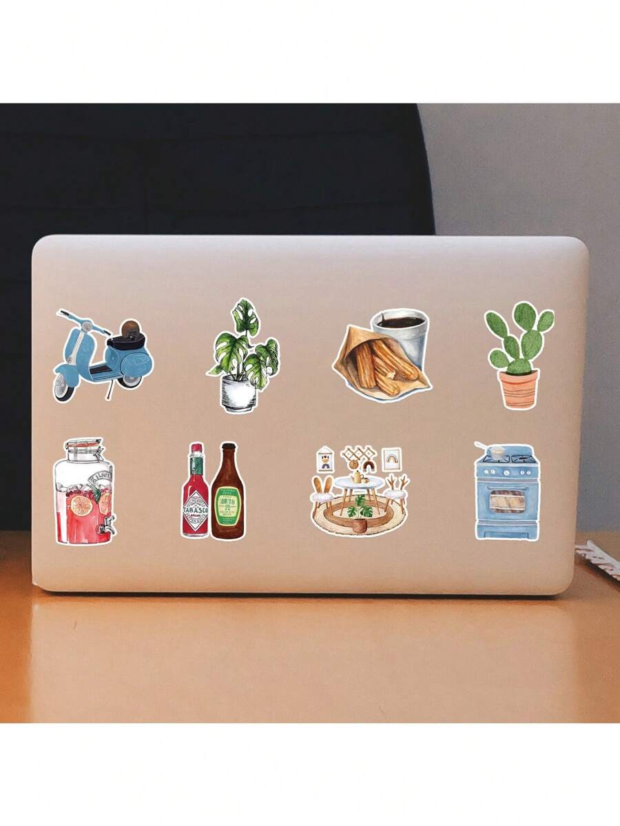 50pcs Watercolor Objects Graffiti Stickers, Waterproof Stickers For ...