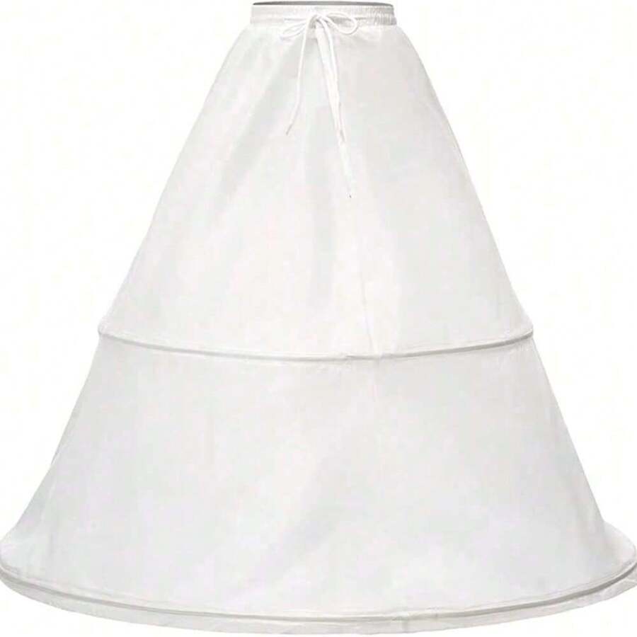 Women's 2 Hoops Bridal Crinoline White Petticoat Half Slip Underskirt ...