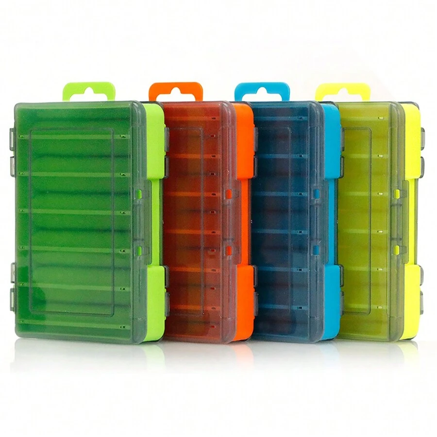 Double-Sided Fishing Gear Box 12-Grid Bait Lure Hook Wooden Shrimp ...