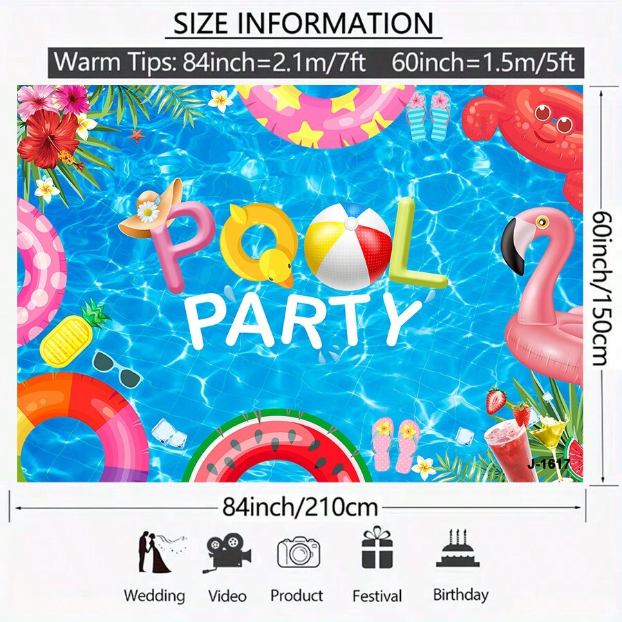 Pool Party Backdrop For Birthday Party Summer Pool Party Banner ...