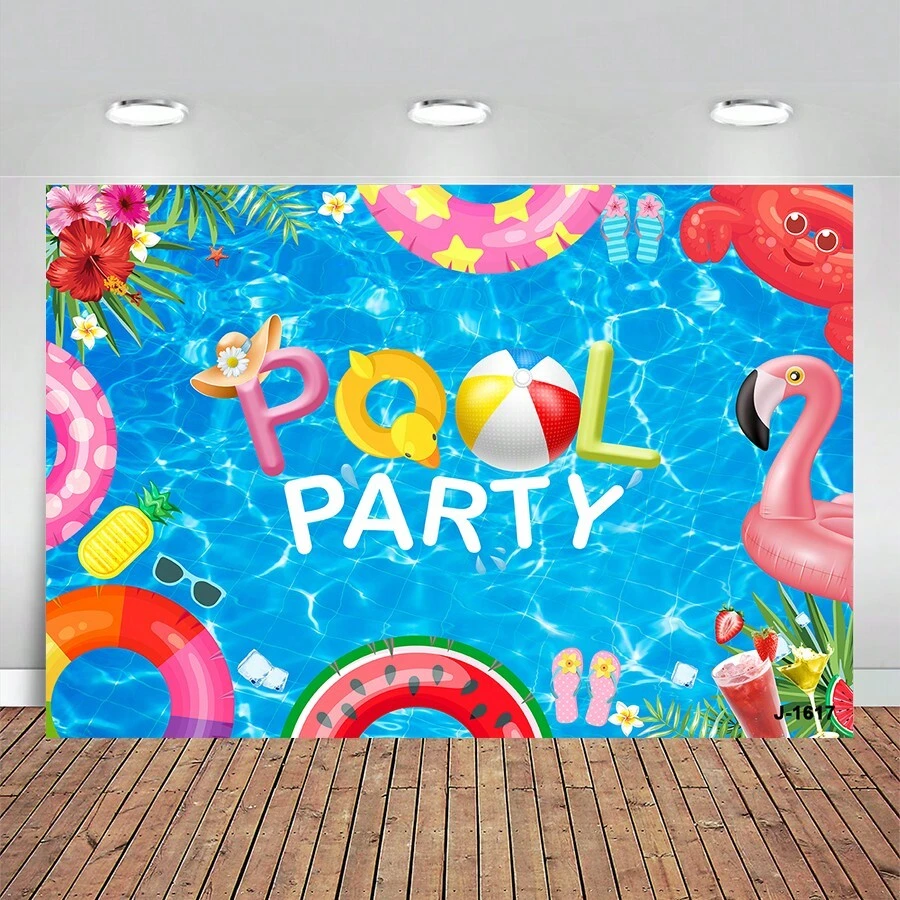 Pool Party Backdrop For Birthday Party Summer Pool Party Banner ...