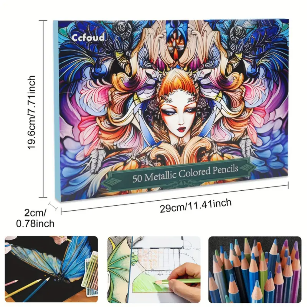 50 Metallic Colored Pencils For Adult Coloring - Soft Core With Vibrant ...