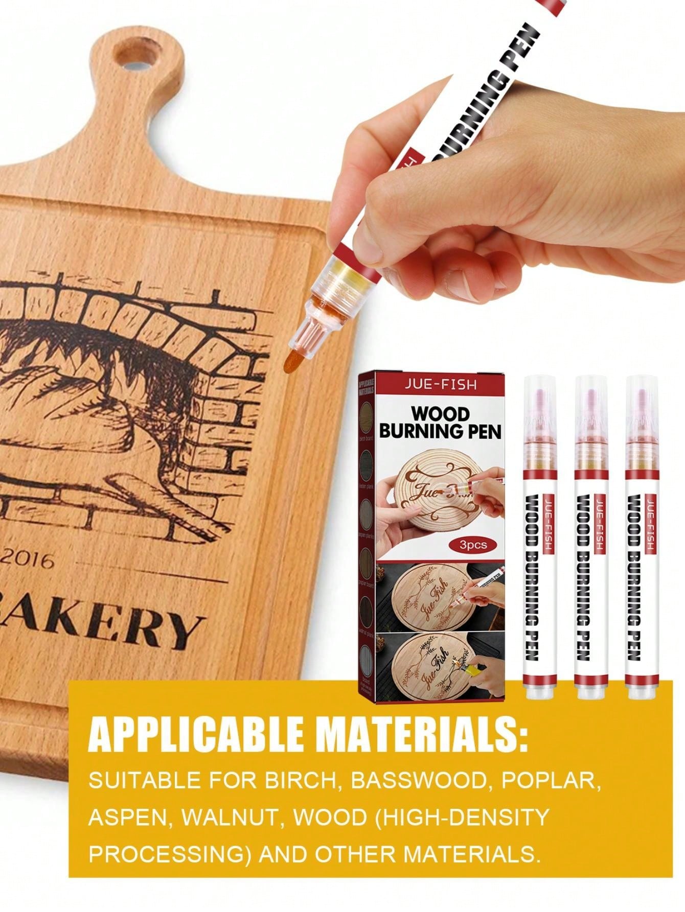 Jue-Fish Wood Burning Pen Set Children Diy Pyrography Pen Wood Marking ...