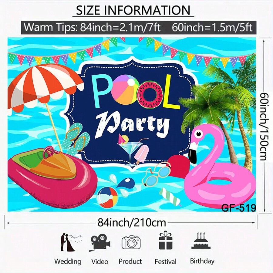 Pool Party Backdrop For Birthday Party Summer Pool Party Banner ...