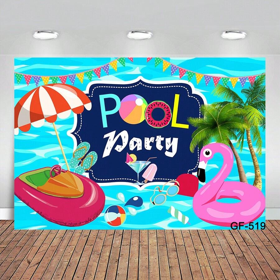 Pool Party Backdrop For Birthday Party Summer Pool Party Banner ...