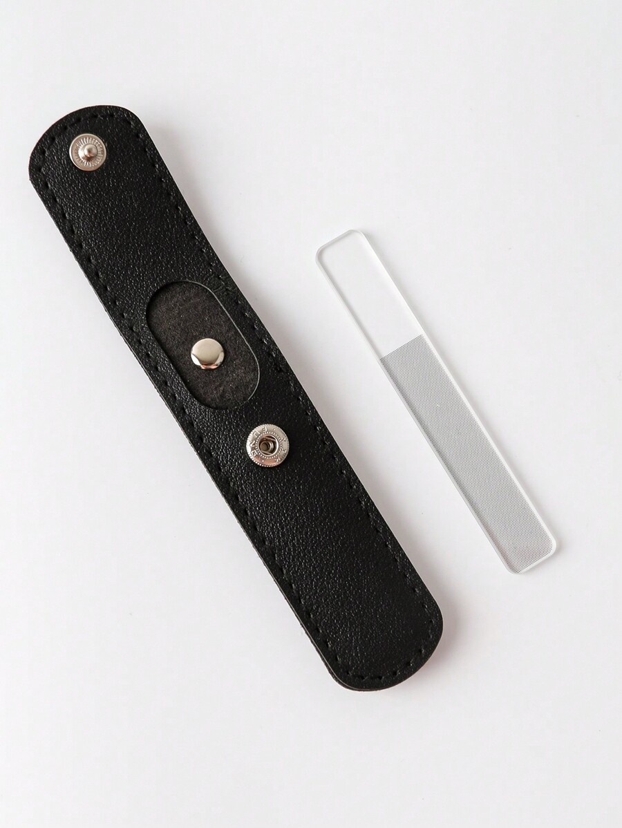 1pc Glass Nail File Set In Leather Sheath,Fingernail File & Small ...