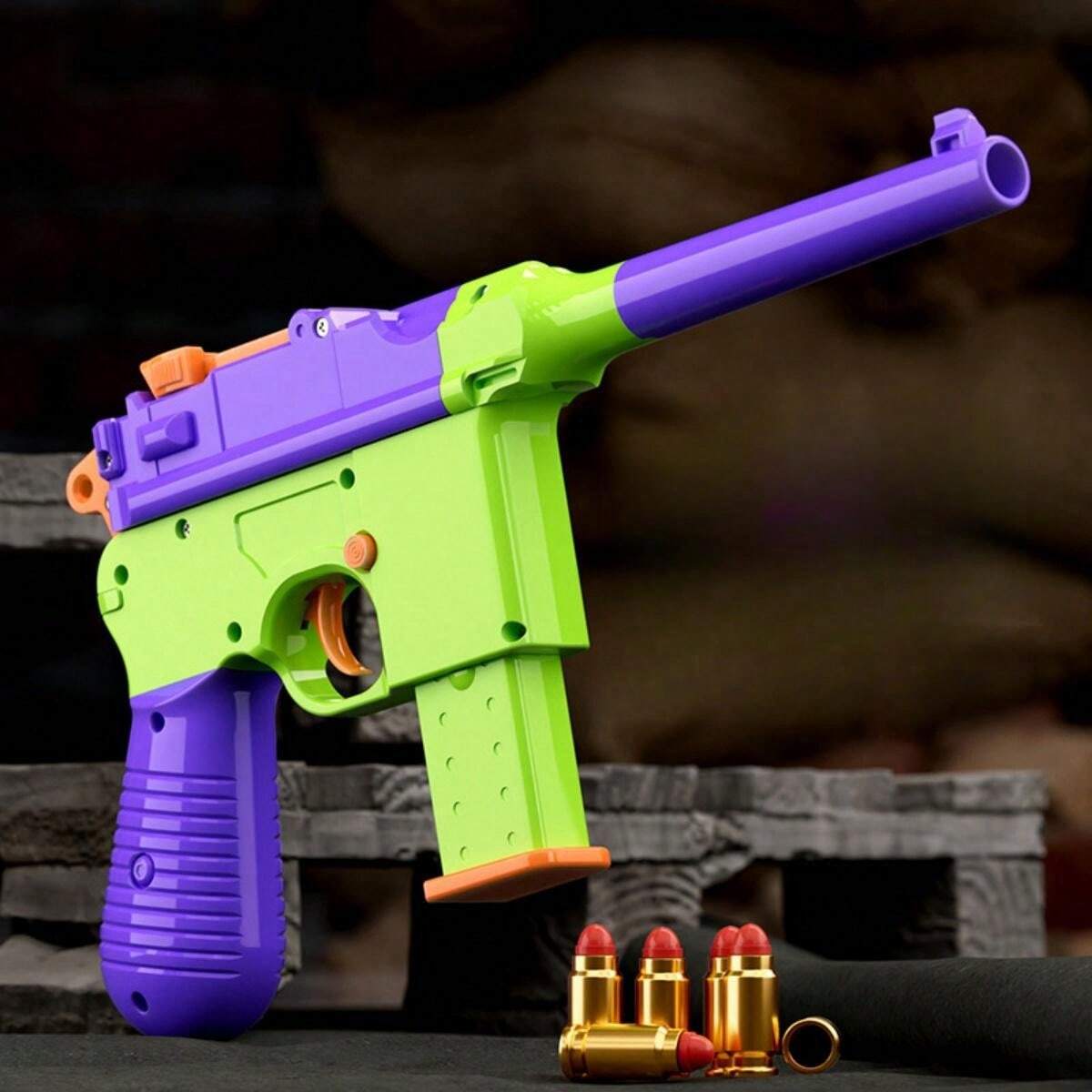 1pc Novelty Carrot Shaped Toy Gun With Ejecting Shell And Soft Bullets ...