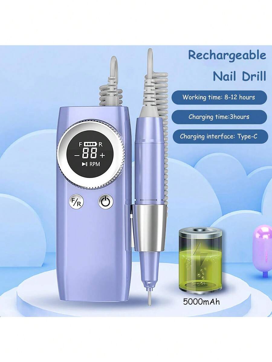 45000rpm Electric Nail Drill Machine Rechargeable Nail Cutting Machine ...