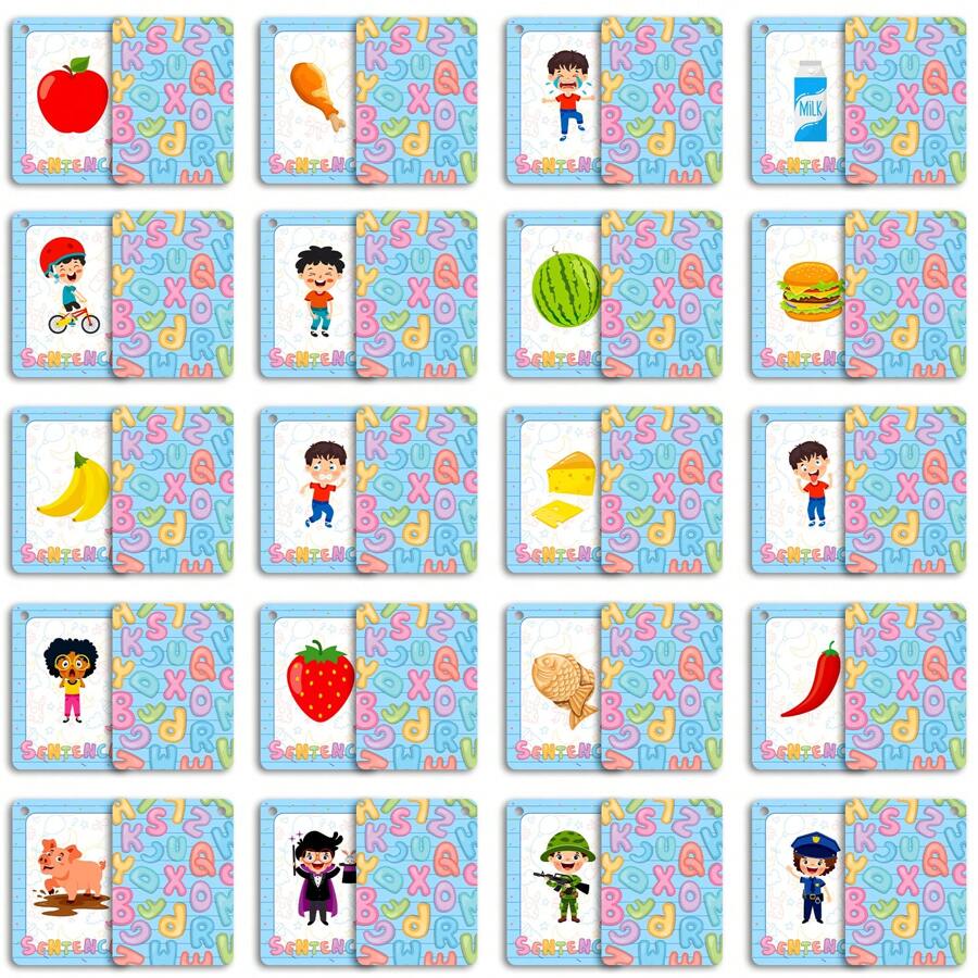 50pcs Imagination Flash Cards For Kids, Fun Vocabulary English Words ...