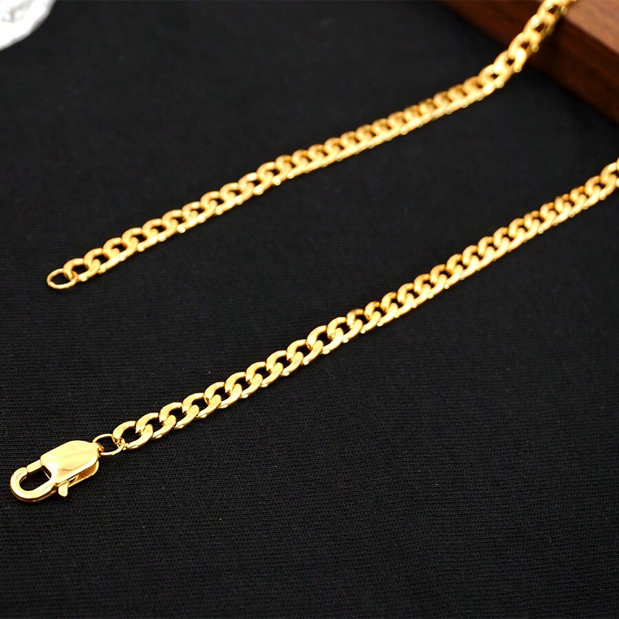 2pcs Simple Titanium Steel Chain Necklace Set, 18k Gold Plated ...