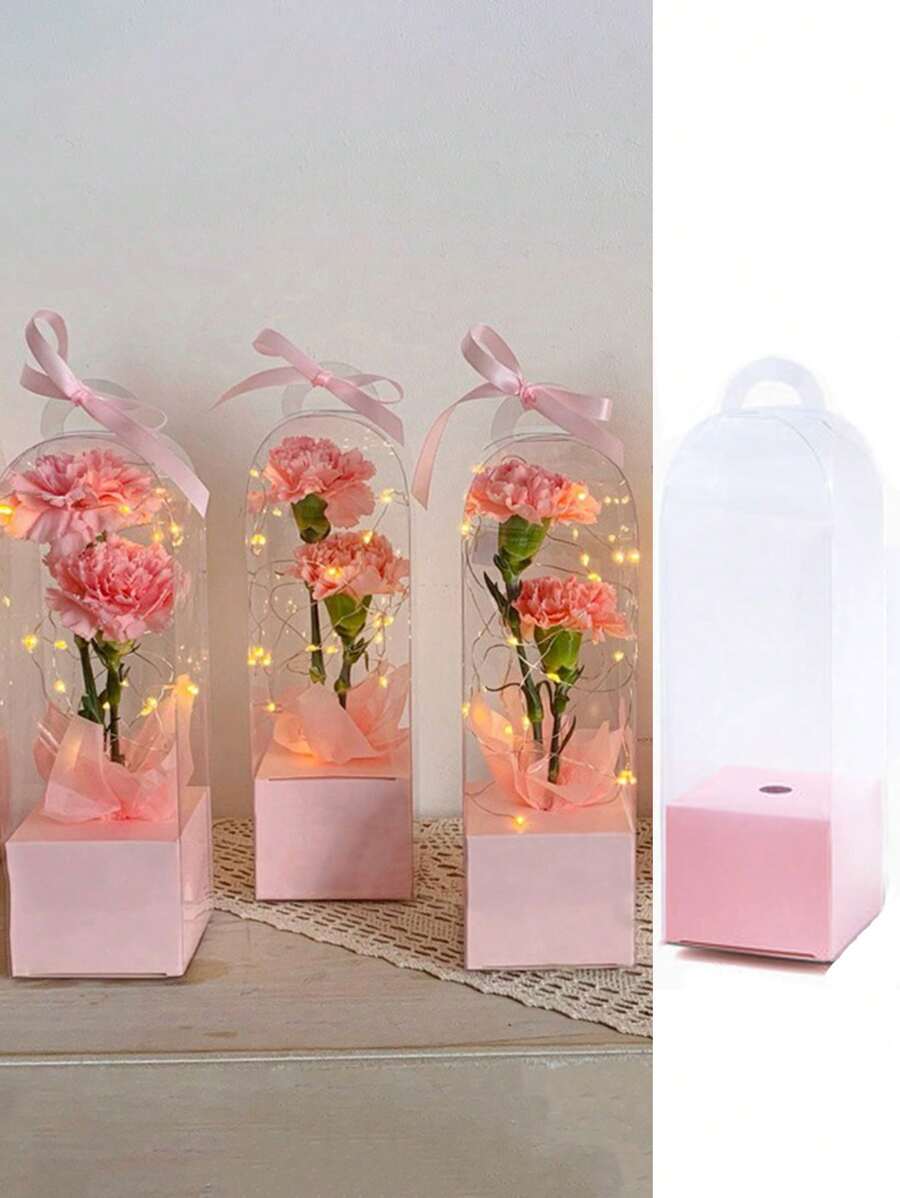 1Pc PVC Transparent Panoramic Rose Single Flower Box Portable ...