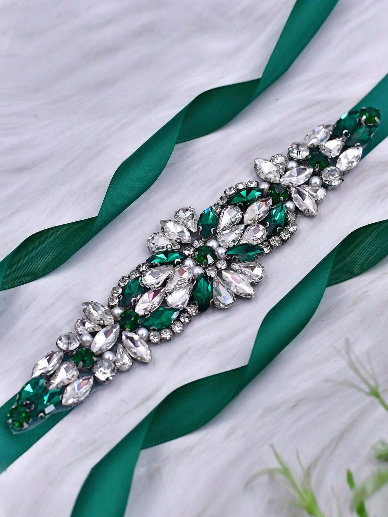 1pc Bride's Sash With Colorful Rhinestones, Satin Ribbon Belt, Handmade Wedding Dress Accessory ...