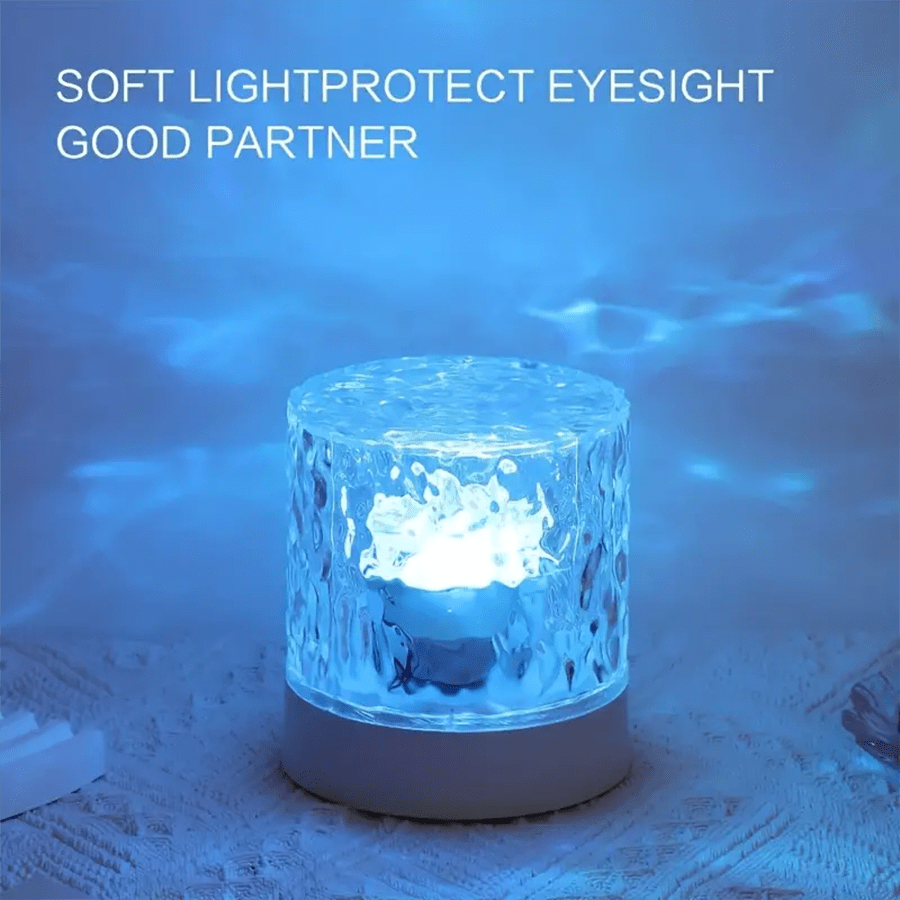 1pc LED Water Ripple Ambient Night Light, USB Rechargeable Rotating ...