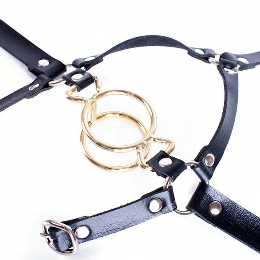 A Pce Pu Leather Strap Constraint Belt Bdsm Deep Throat Double Round