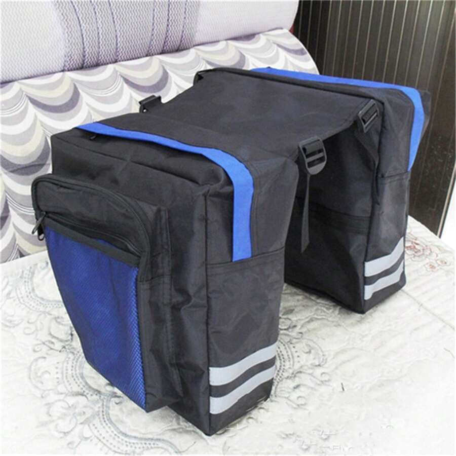 Blue Bicycle Rear Rack Bag For Mountain Bike & Road Bike, Double ...