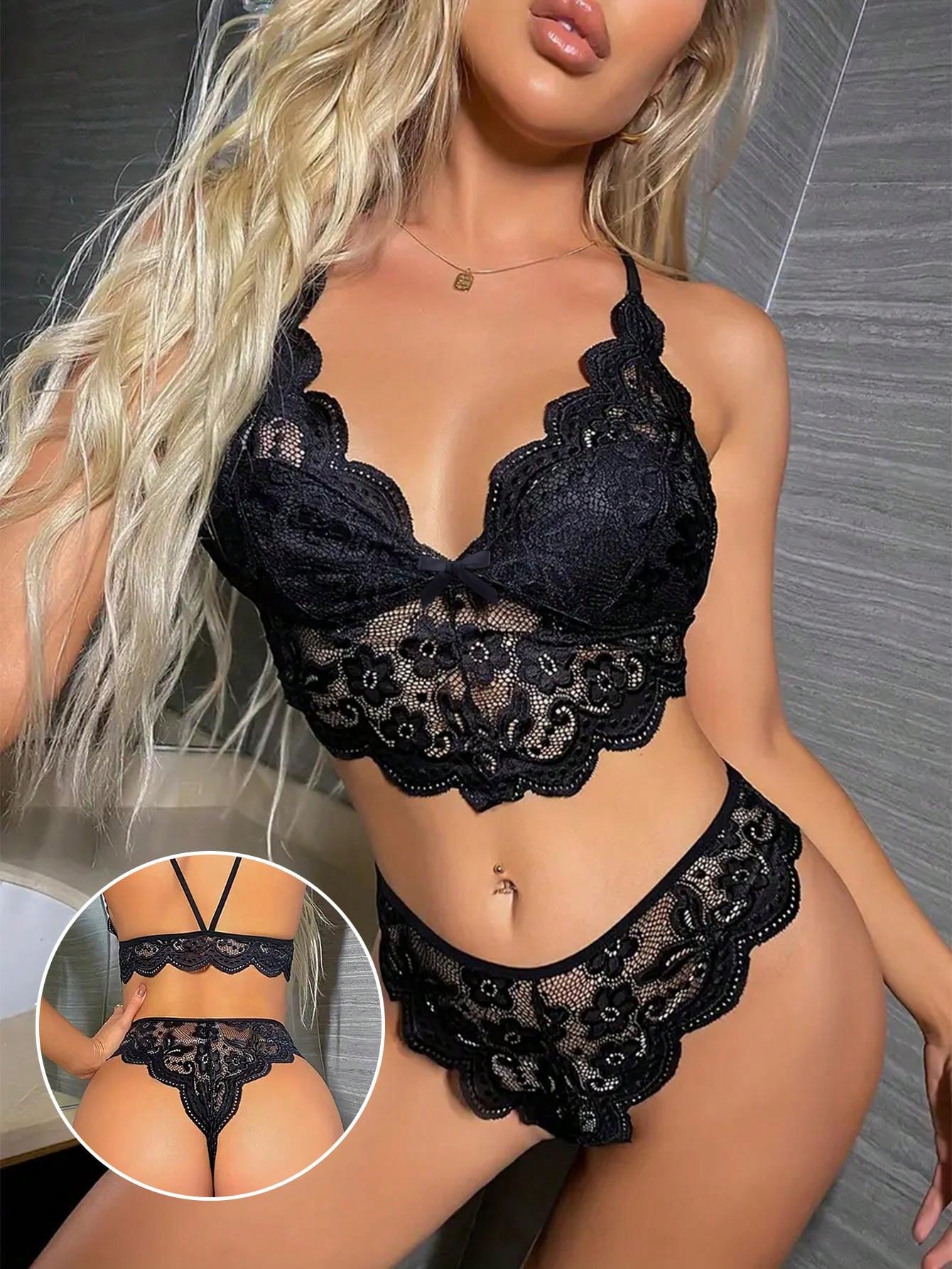 Women's Sexy Lace Sexy Lingerie Set, Fan-Shaped Edge Lace Style Lingerie Set, Sexy Lingerie Set ...